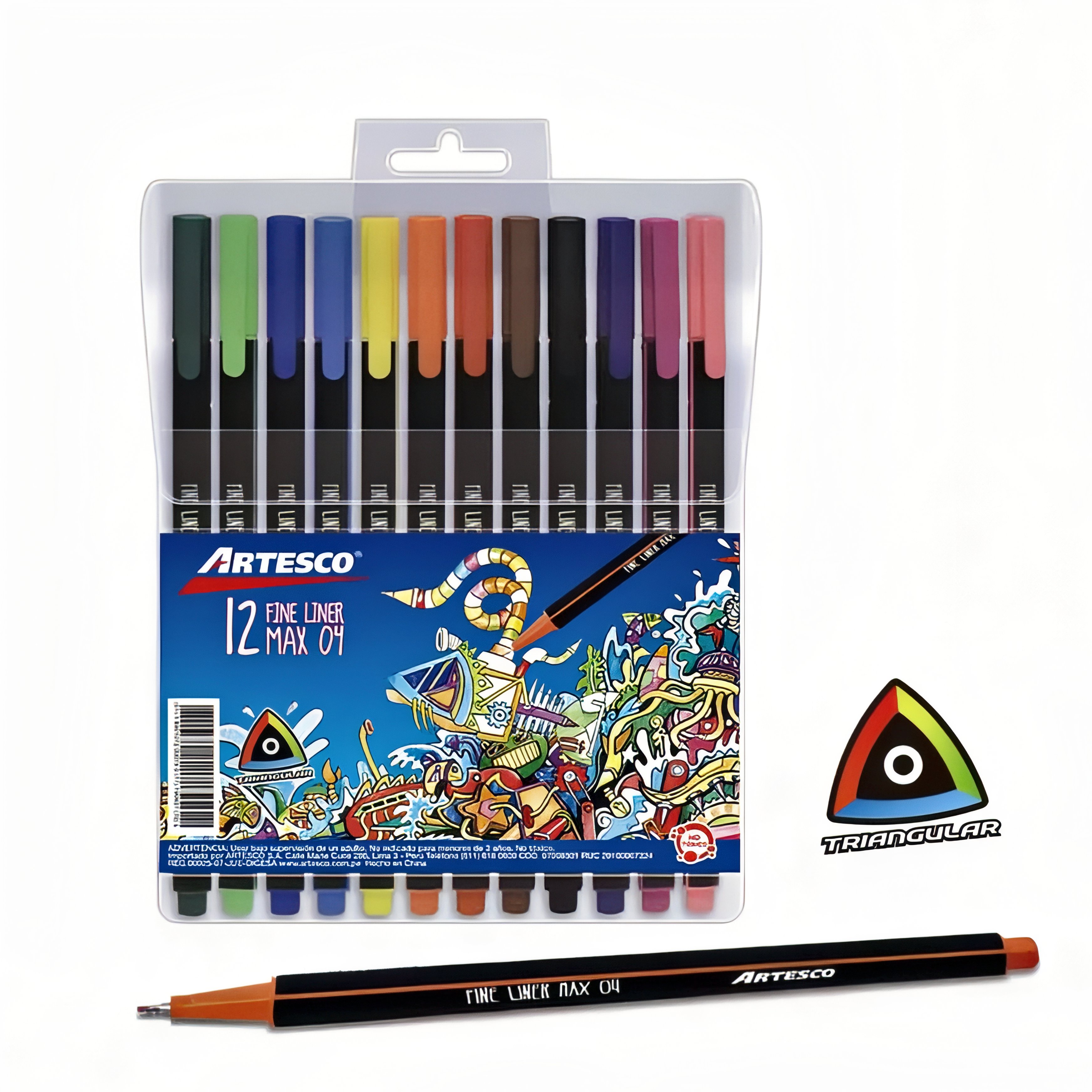 Estuche de Fine Liners ARTESCO Triangulares 12 unidades